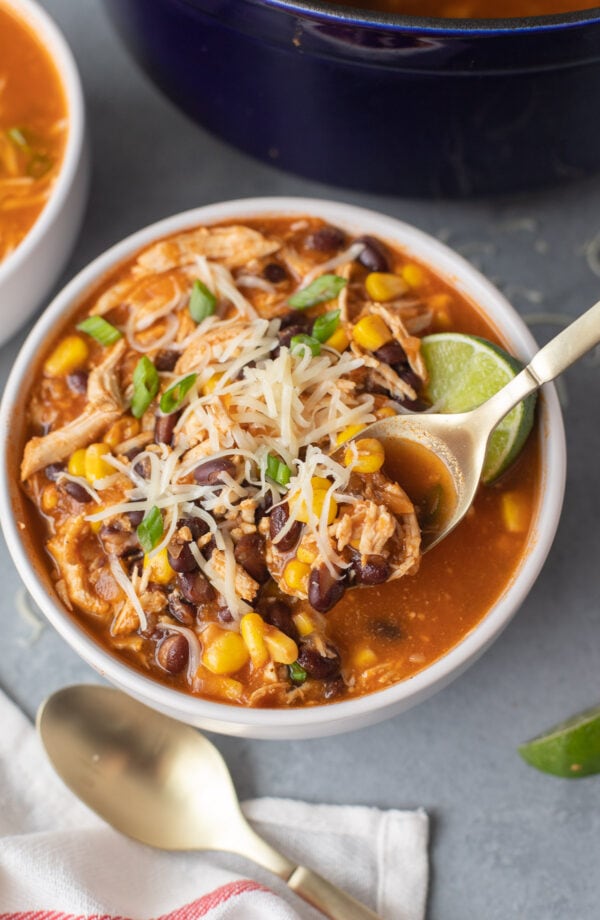 Easy Chicken Taco Soup Recipe - The Clean Eating Couple