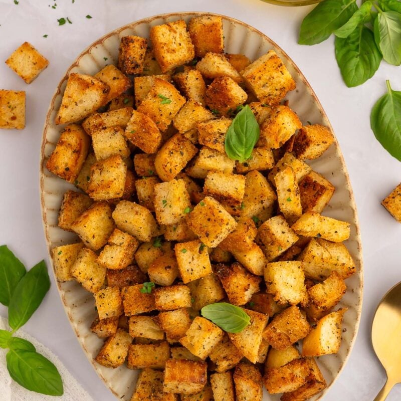 Homemade Croutons in the Oven - The Clean Eating Couple