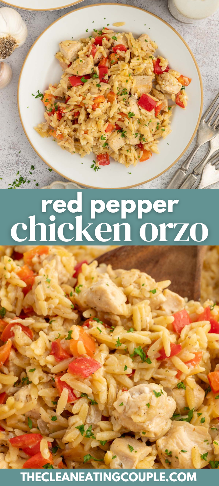 One Pot Red Pepper Chicken Orzo - The Clean Eating Couple