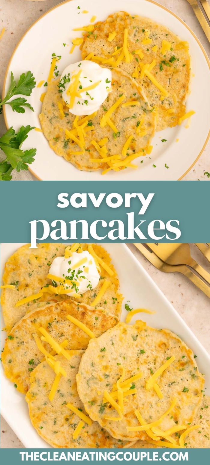 Cheddar Parsley Savory Pancakes - The Clean Eating Couple
